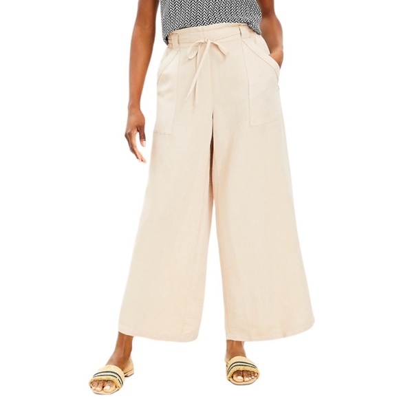 LOFT | Pants & Jumpsuits | Nwt Loft Pull On Linen Blend Wide Leg Pants ...